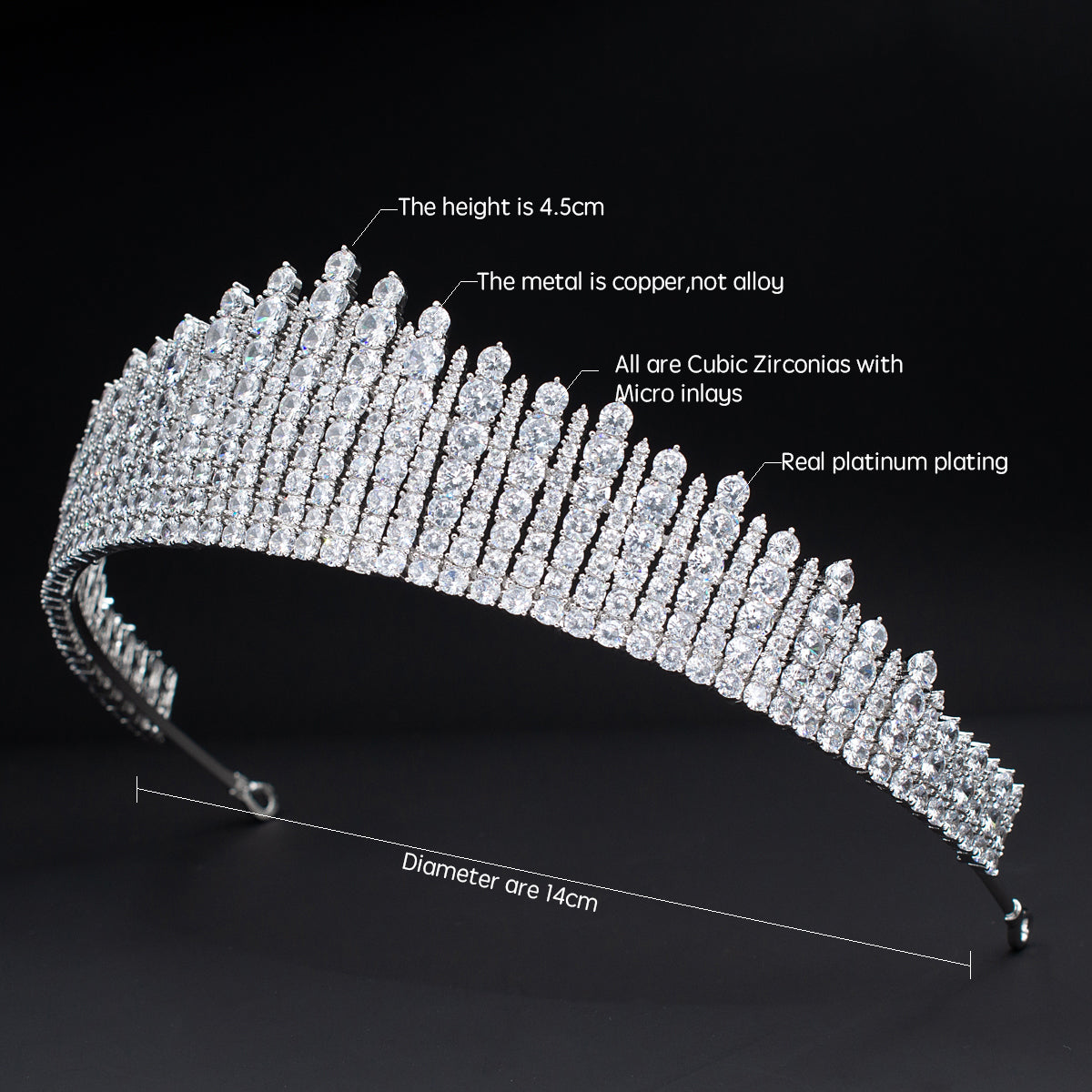Queen Mary’s Fringe Tiara,Cubic Zircon Tiara for Wedding,Crystal Bride ...