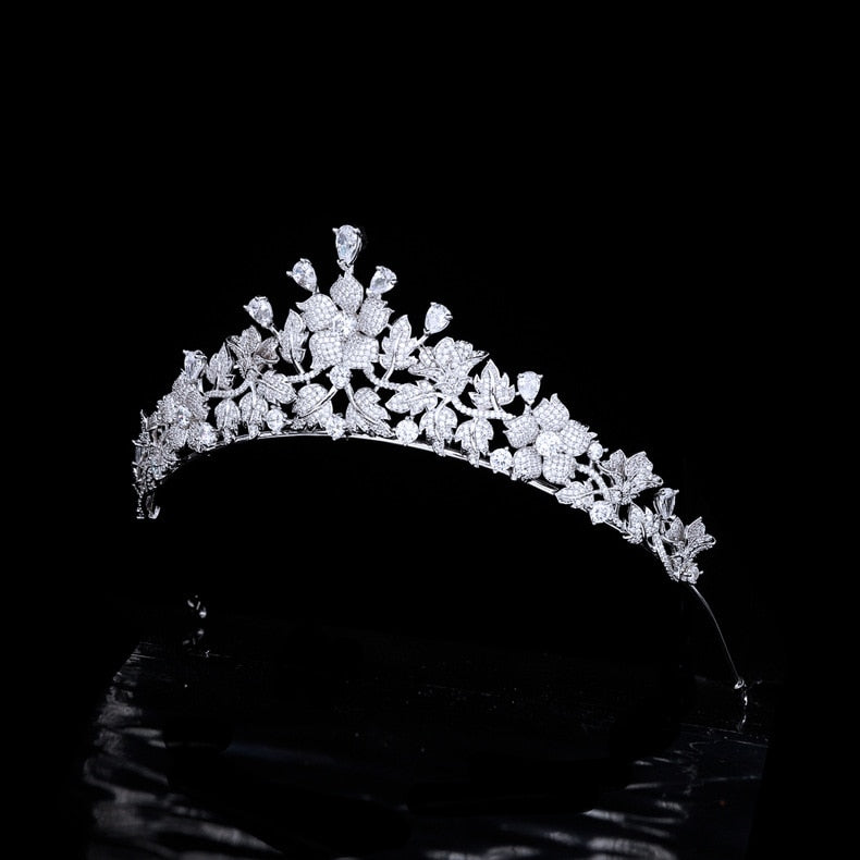 Pretty Flower Wedding Tiara,Crystal Leaves Bride Tiaras for Bride,Pro ...